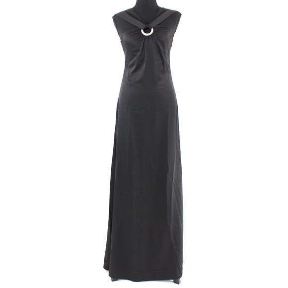 Ted Baker London | Dresses | Ted Baker London Matilde Silver Metal Circle Logo Black Maxi Dress ...